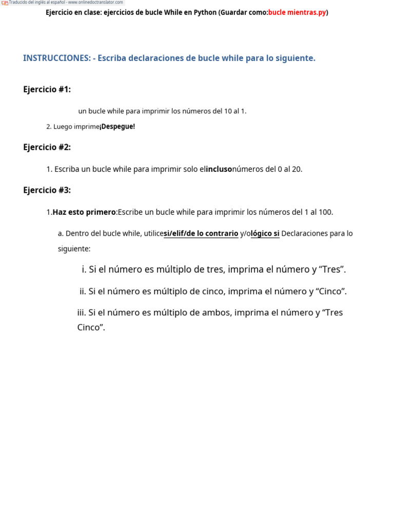 Ejercicios Bucles | PDF