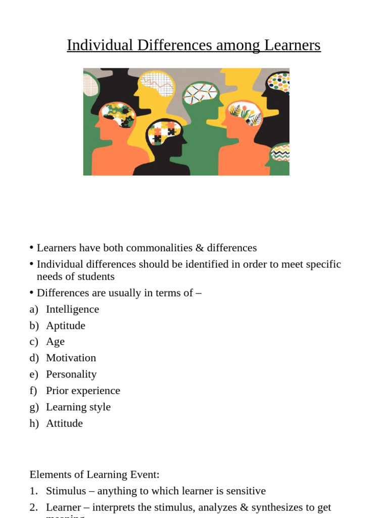 Individual Differences Among Learners | PDF | Learning Disability ...