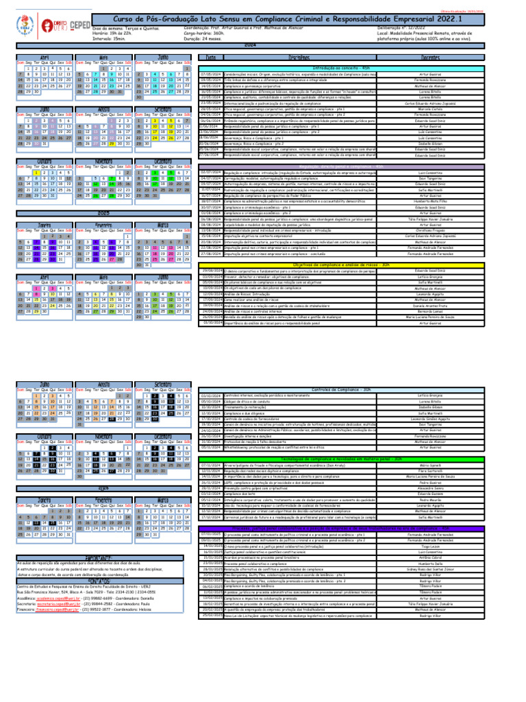 Calendário Compliance Criminal 2024.1 06.05.24 | PDF