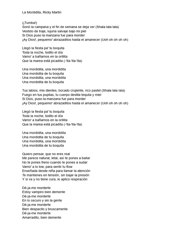 'La Mordidita' Lyrics | PDF