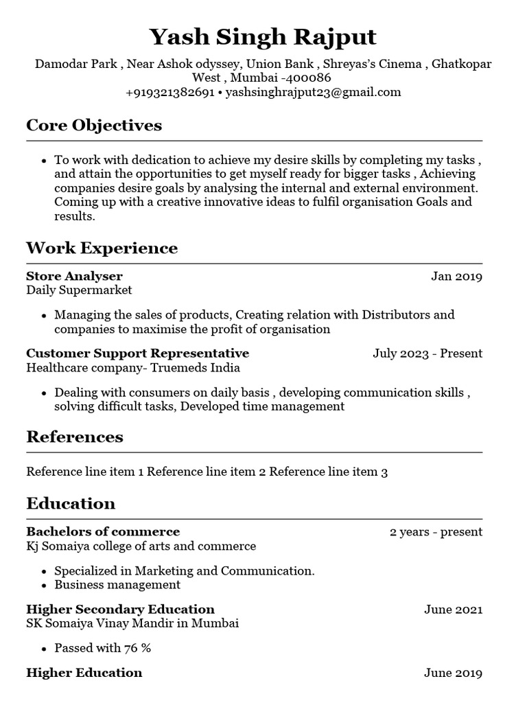 Resume Yash Singh Rajput | PDF