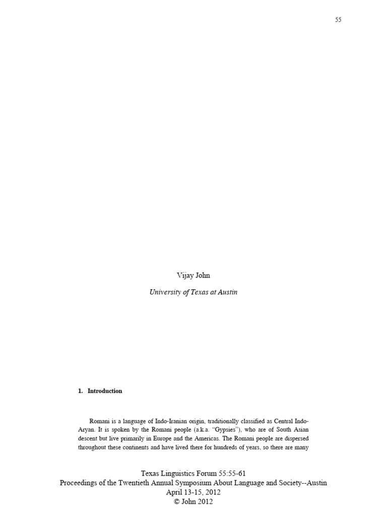 Romani Dialect Variation and Linguistics | PDF | Linguistics | Human Voice