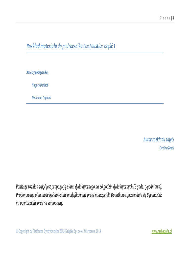 Les Loustics - 1 Rozklad Materialu | PDF