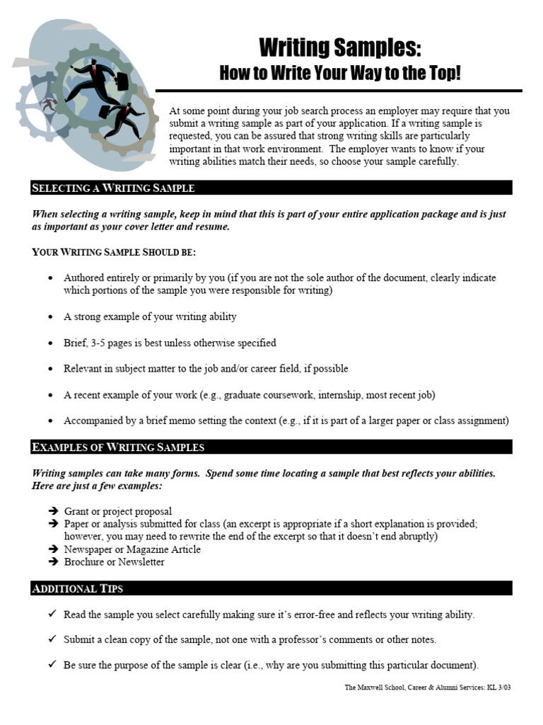 Writing Samples How To Write Your Way To The Top | PDF