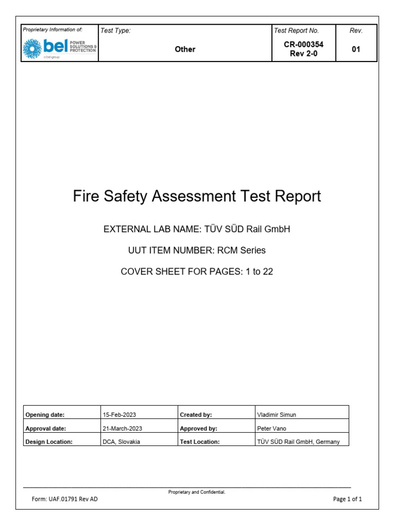 Other BPS Fire Safety Assessment Test Report RCM Series | PDF