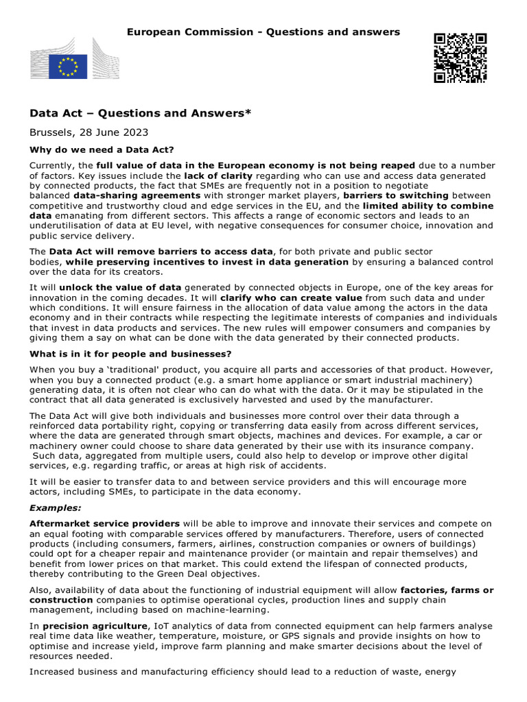 Data Act Questions and Answers | PDF