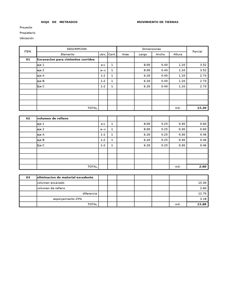 Planilla de Metrados en Excel | PDF | Ingeniería estructural | Materiales de construcción