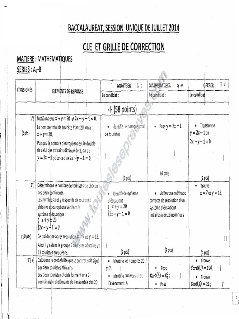 Correction BAC 2014 A2 | PDF