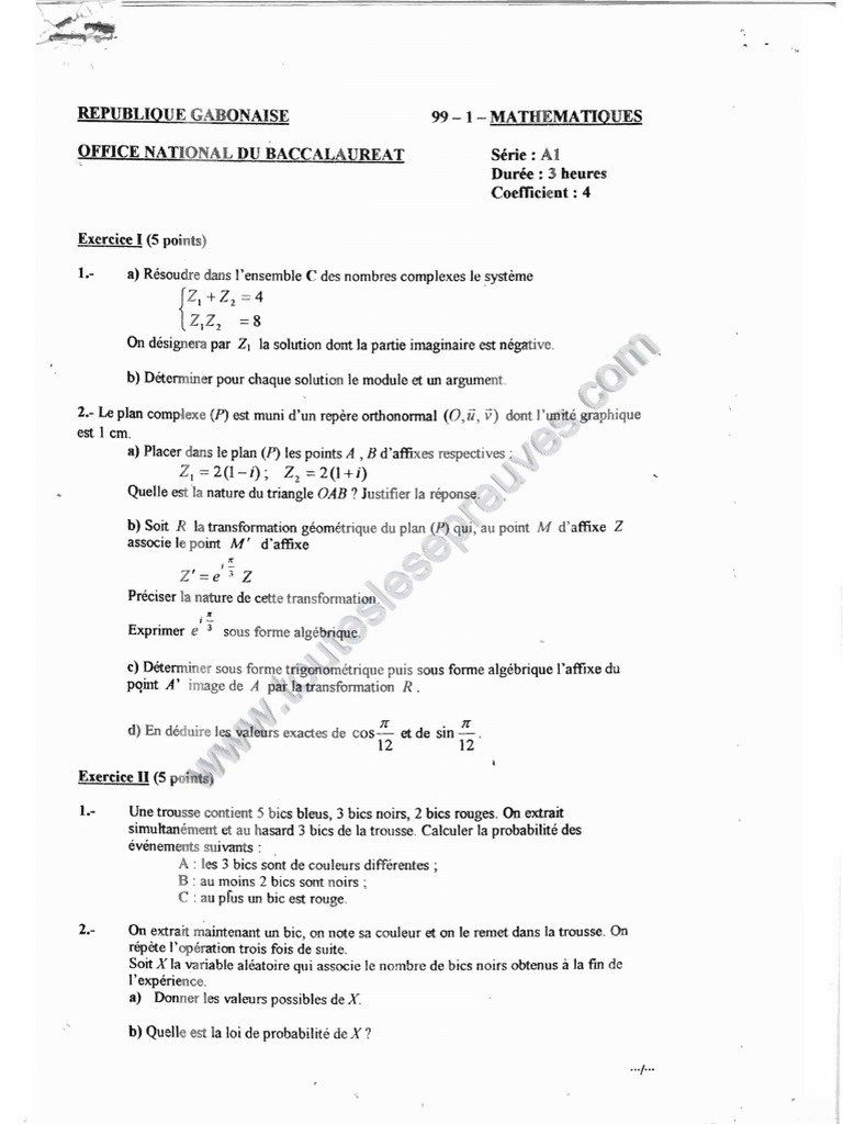 Bac 99 A1 Gabon | PDF