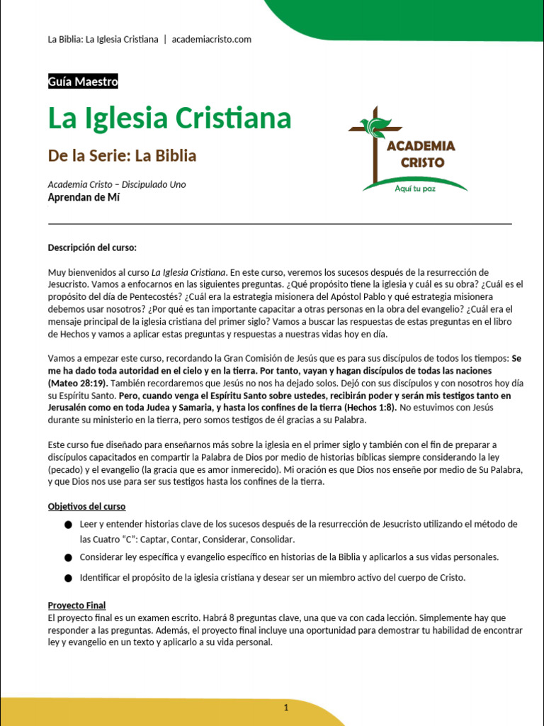 La Iglesia Cristiana - Gui A de Maestro | PDF