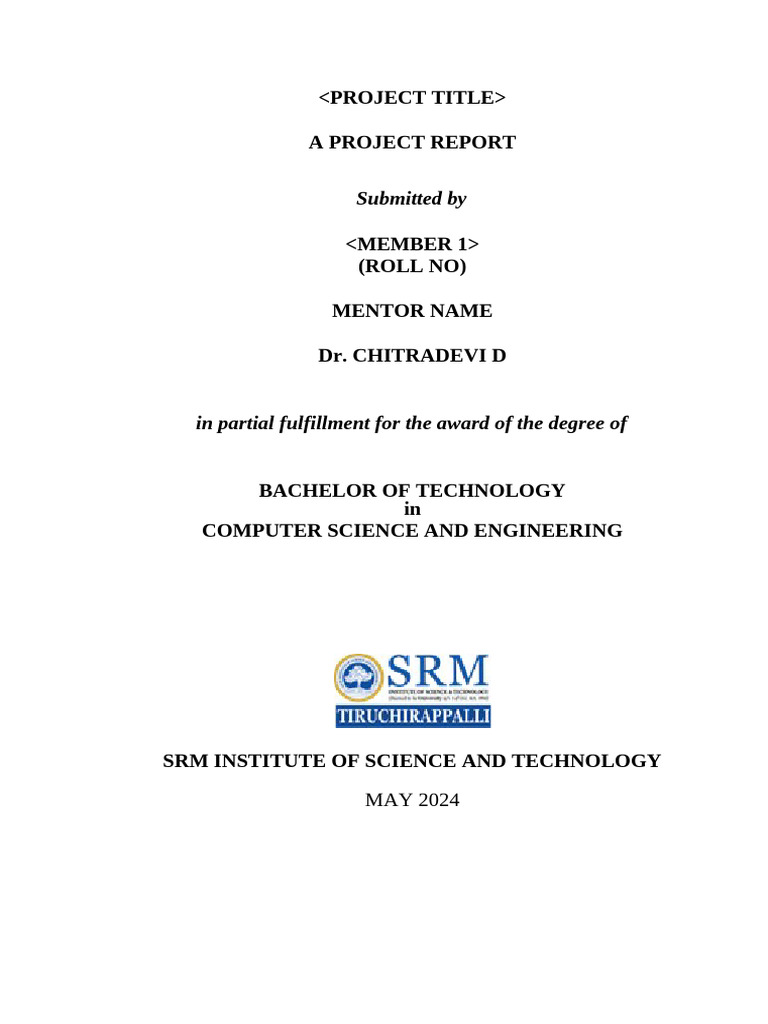 Project Report Template May 2024 | PDF