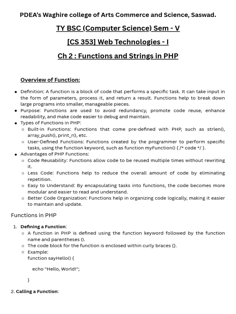 Ch2 Functions and Strings | PDF
