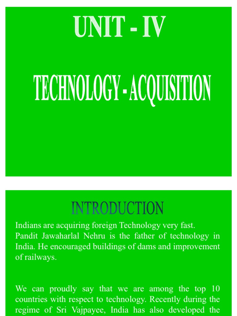 Technology Acquisition Overview | PDF | Business Process | Mergers And ...