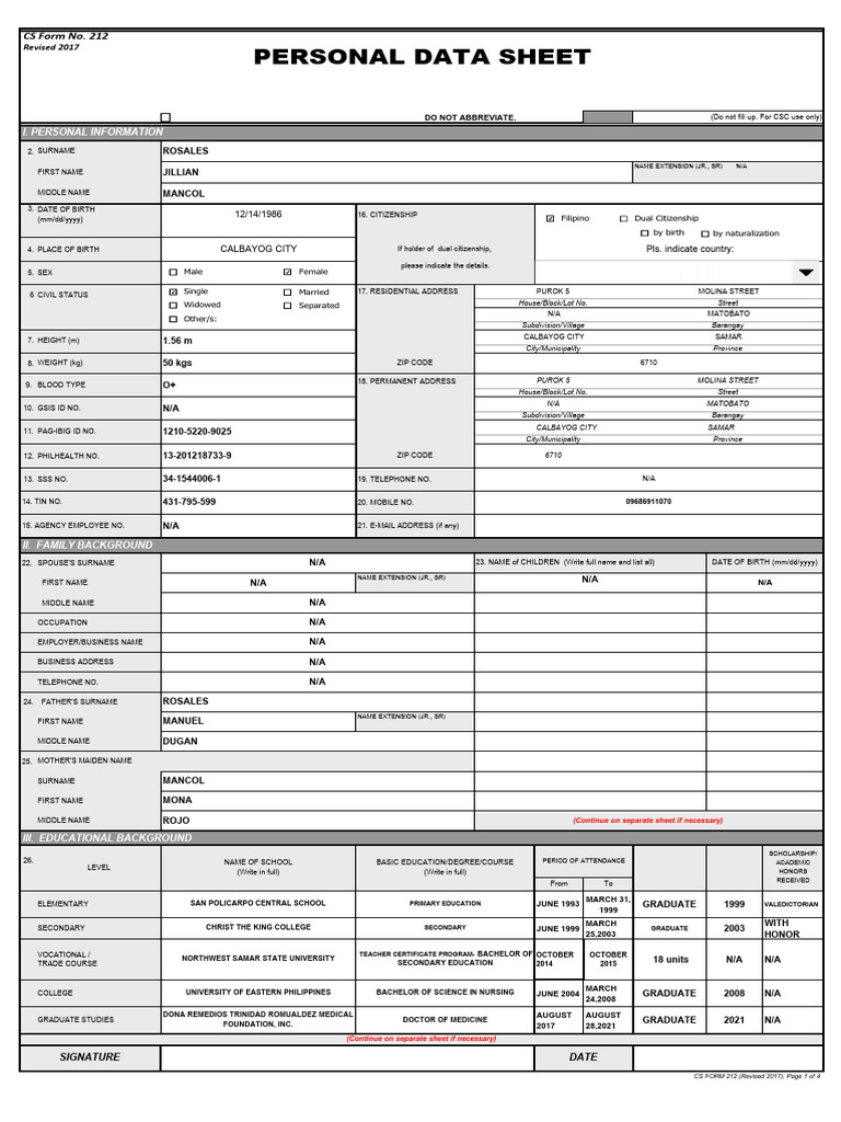 CS Form No (version 1) | PDF