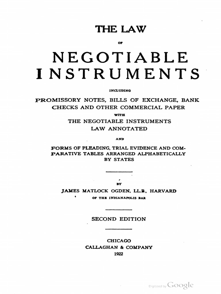 The Law of Negotiable Instruments | PDF