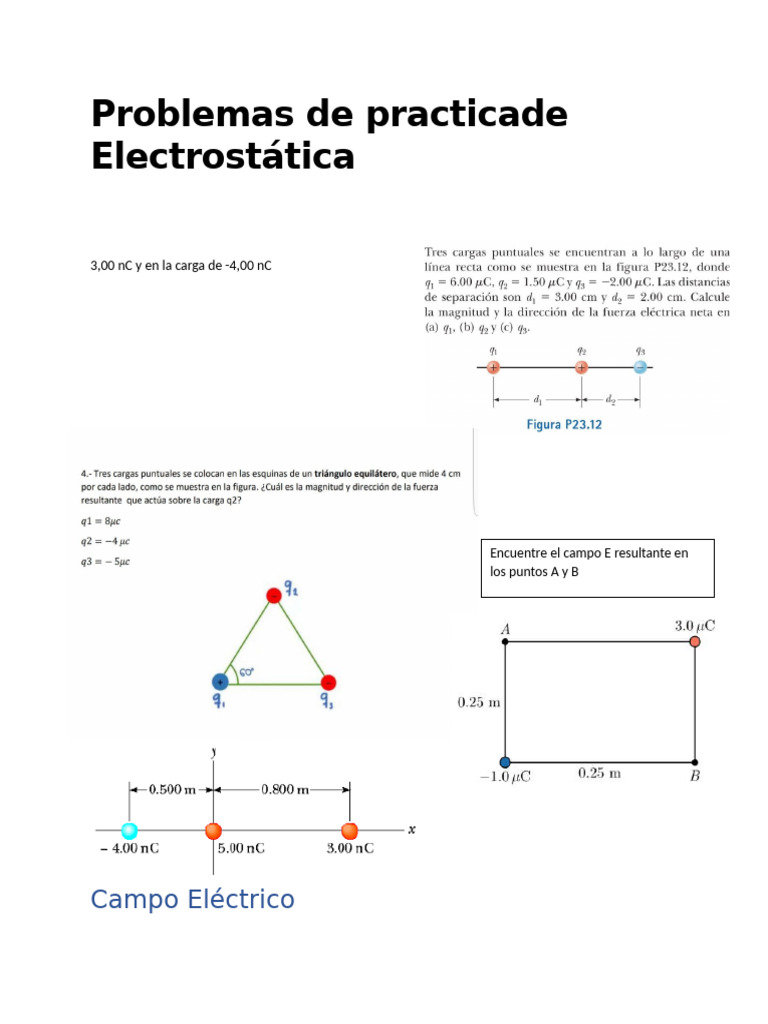 problemas de practica de electrostatica | PDF