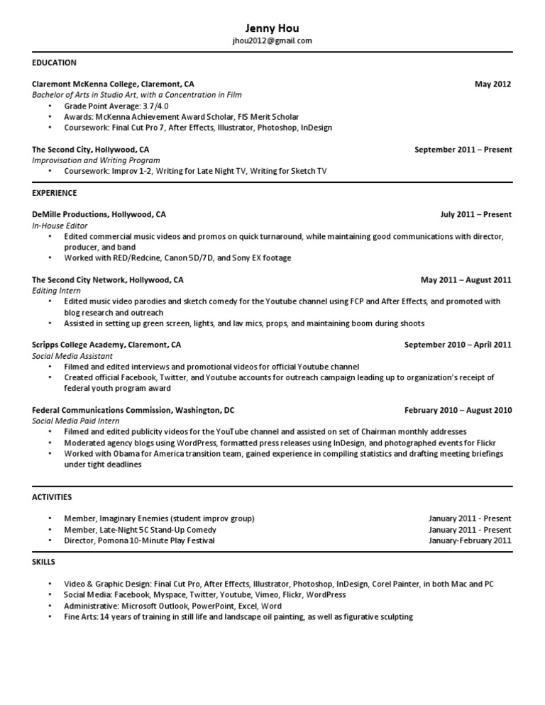 Jenny Hou Resume | Download Free PDF | Social Media | Popular Culture ...