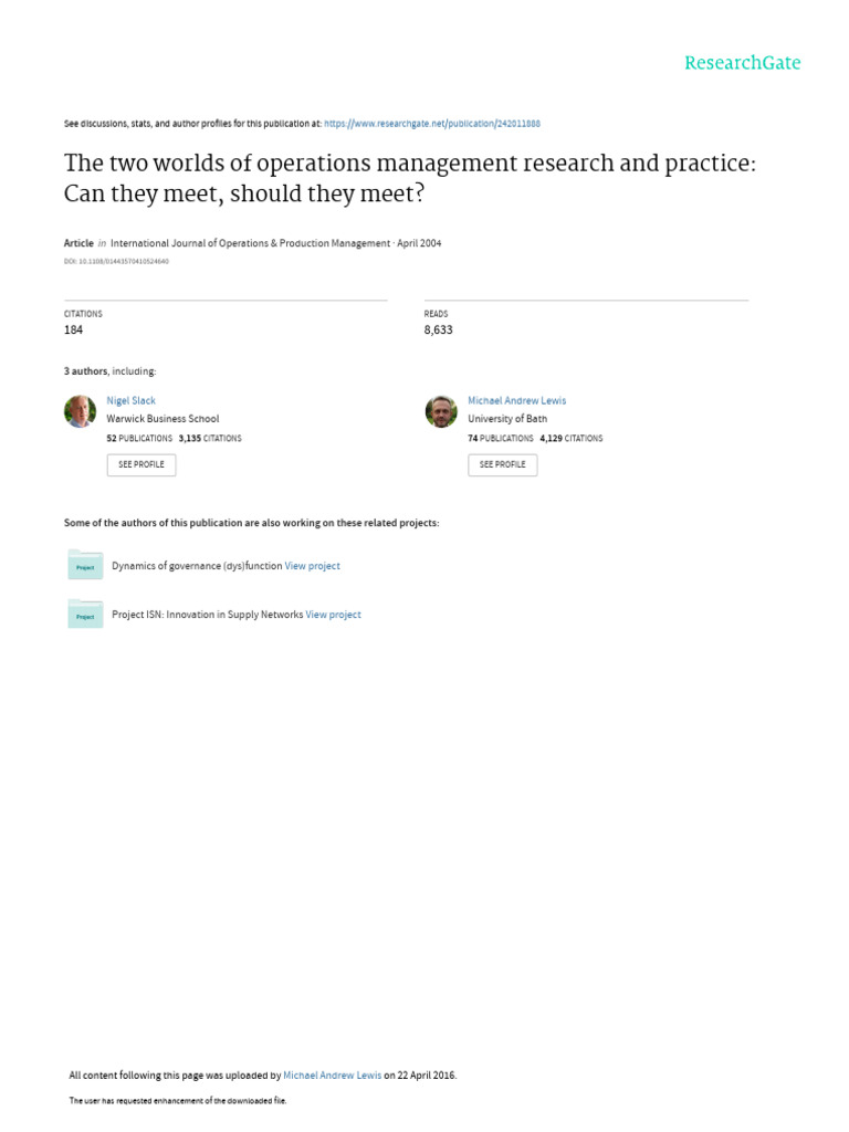 Operations Management Research and Practice | PDF | Gross Domestic ...