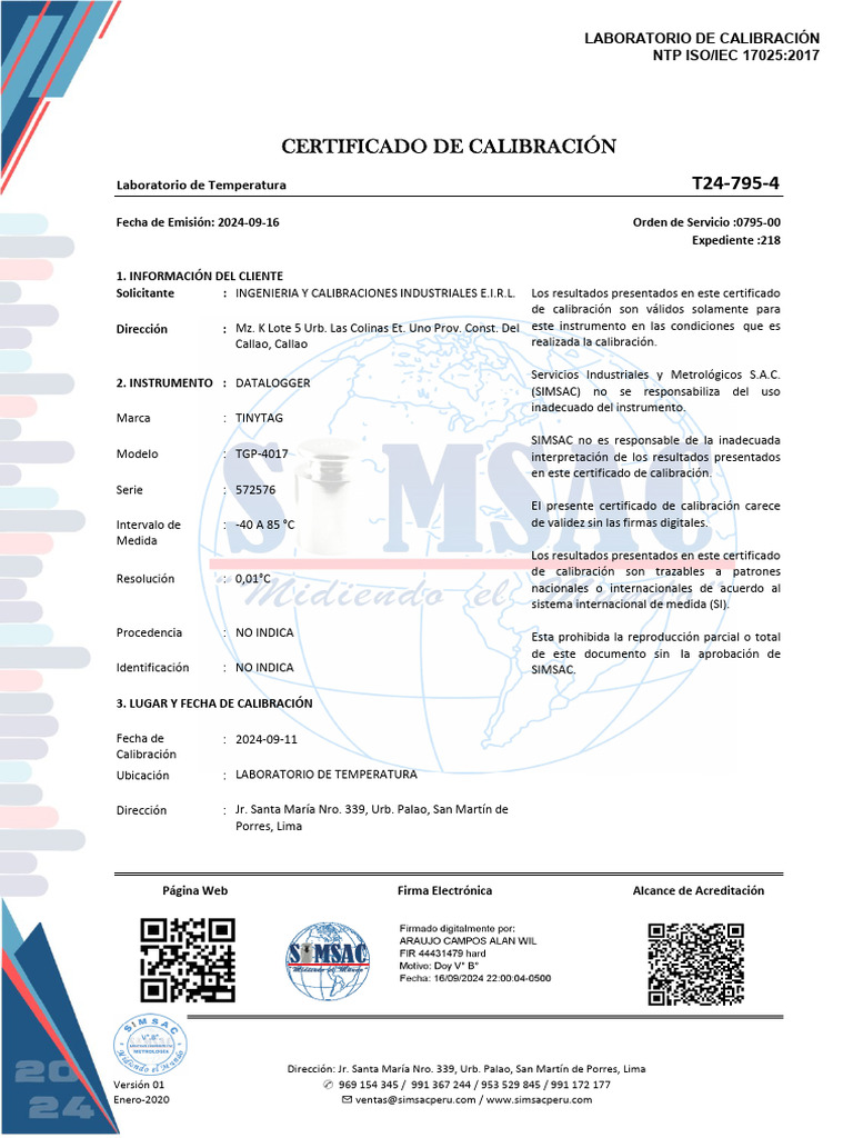 Certificado de Calibración | PDF
