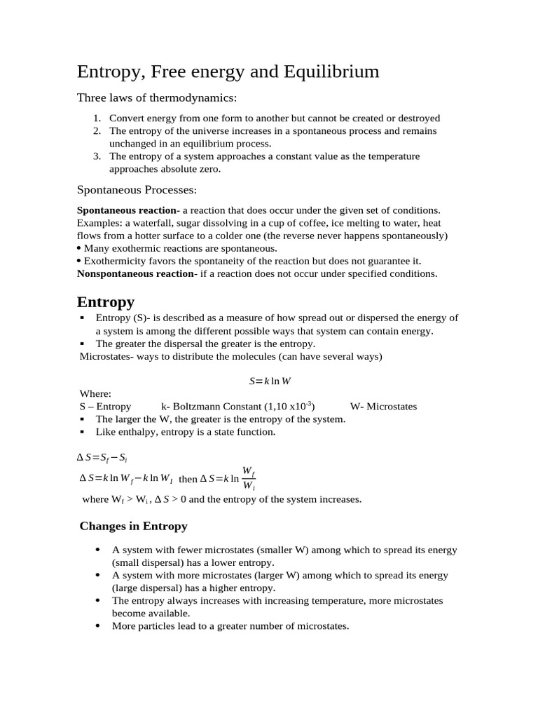 Entropy (Chemistry) | PDF