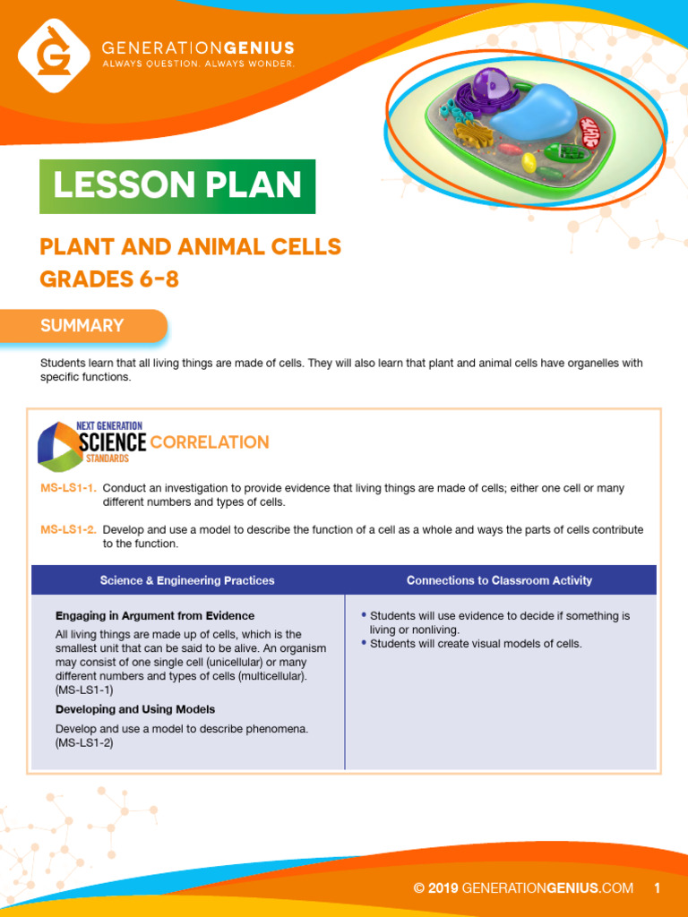 GG Plant and Animal Cells LP - Rev2 | PDF | Cell (Biology) | Organelle