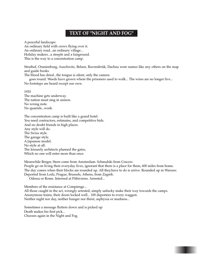Night and Fog - Narration | PDF