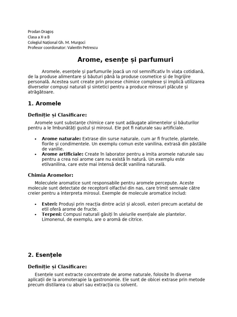 Arome, Esente Si Parfumuri | PDF