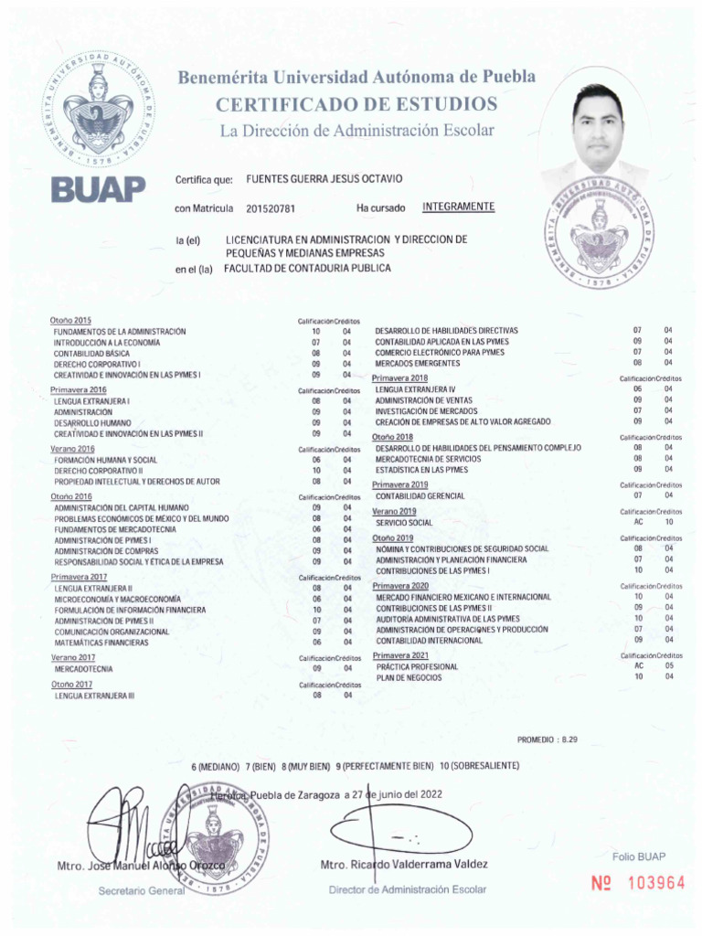 Certificado Licenciatura | PDF