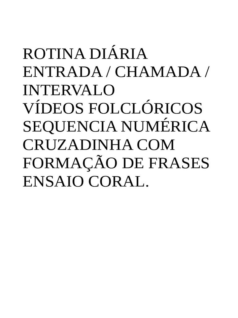 Rotina 1 Ano | PDF