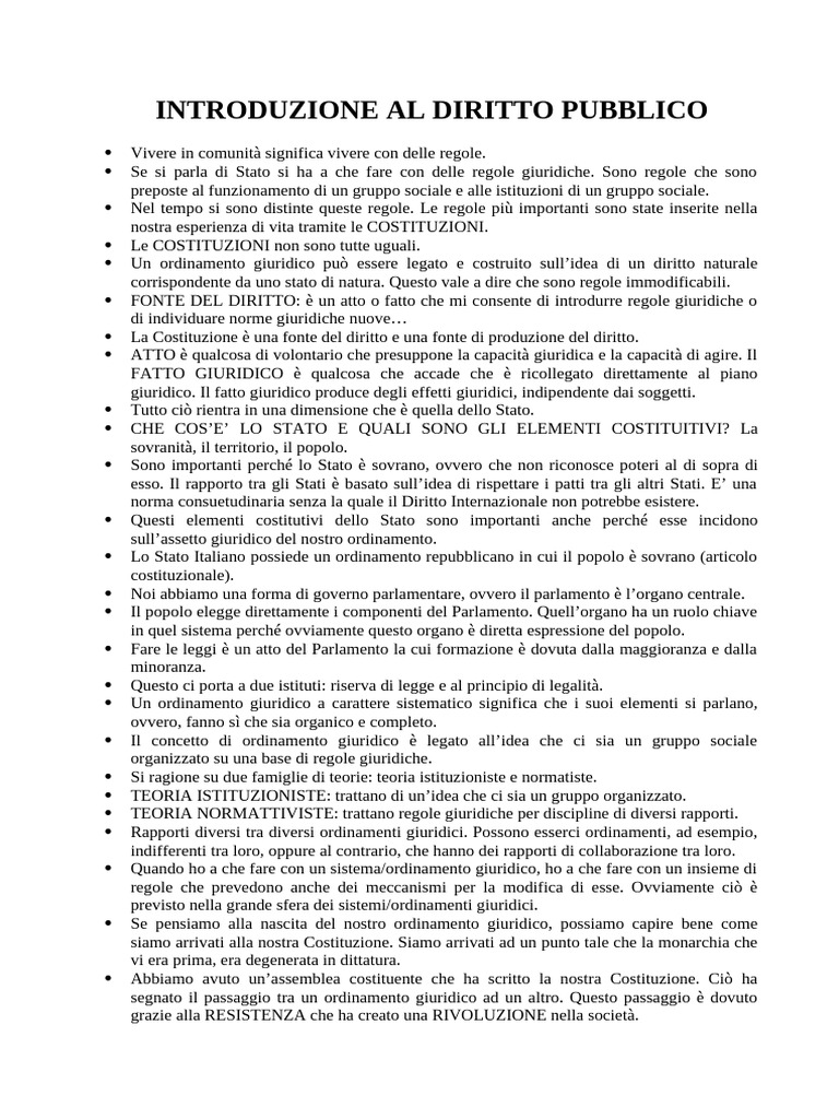 Introduzione Al Diritto Pubblico | PDF