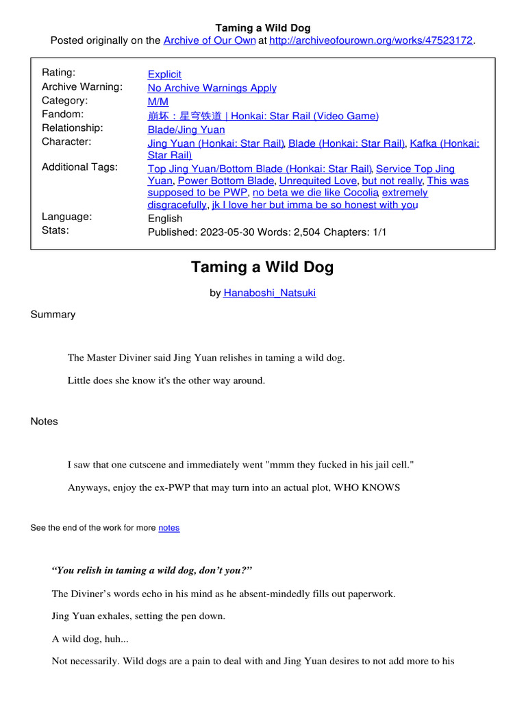 Taming A Wild Dog | PDF