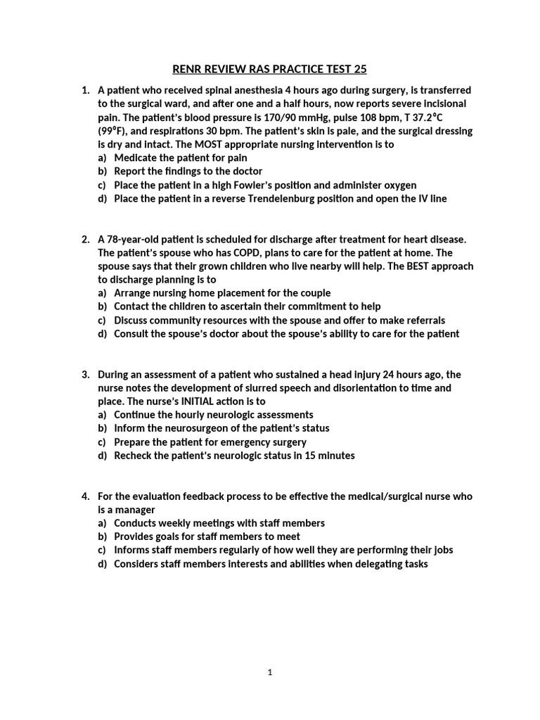 Renr Review Ras Practice Test 25 Amm | PDF