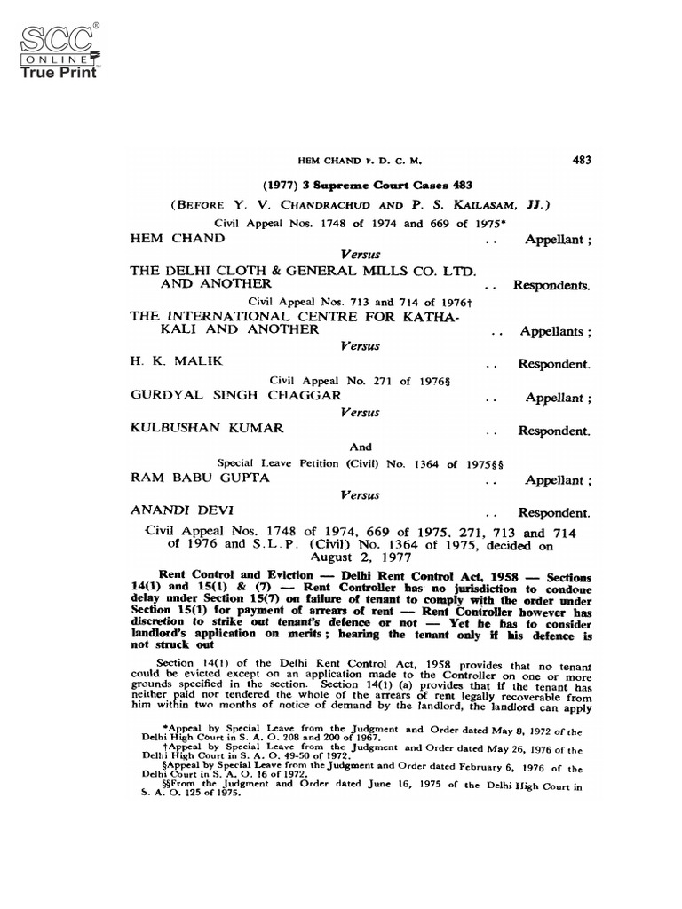 Hem Chand V Delhi Cloth and General Mills SC SCC D - 240803 - 162427 | PDF