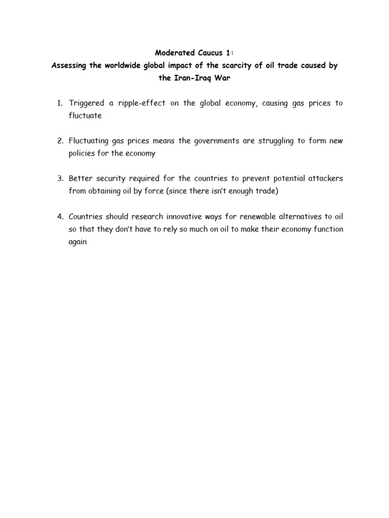 Moderated Caucus Guide (MUN 1987 Iraq War Reenactment) | PDF | Refugee | Politics