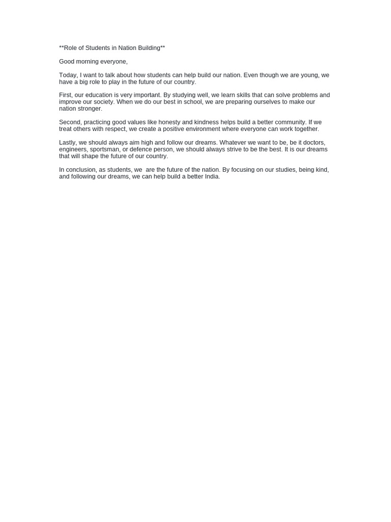 Role of Students in Nation Building | PDF