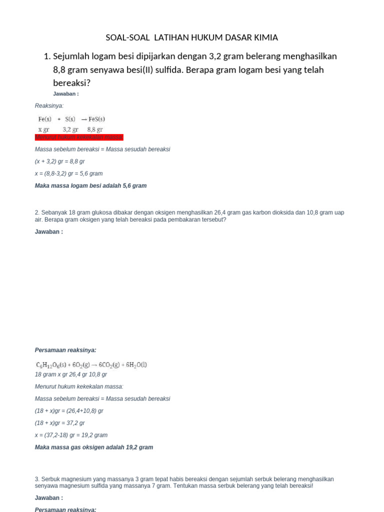 Soal-Soal HK Dasar Kimia KLS X Merdeka | PDF