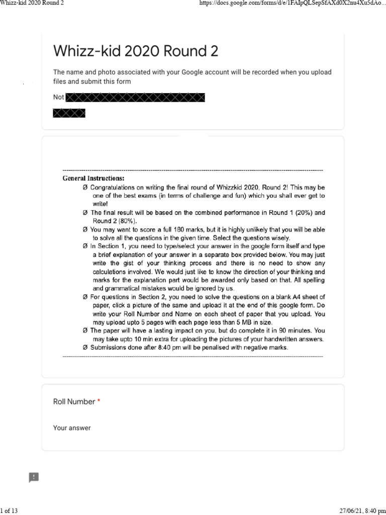 Whizz-Kid 2020 Round 2 | PDF