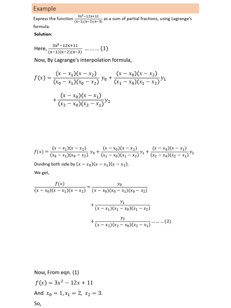 Lagranges Example On Partial Fractions | PDF