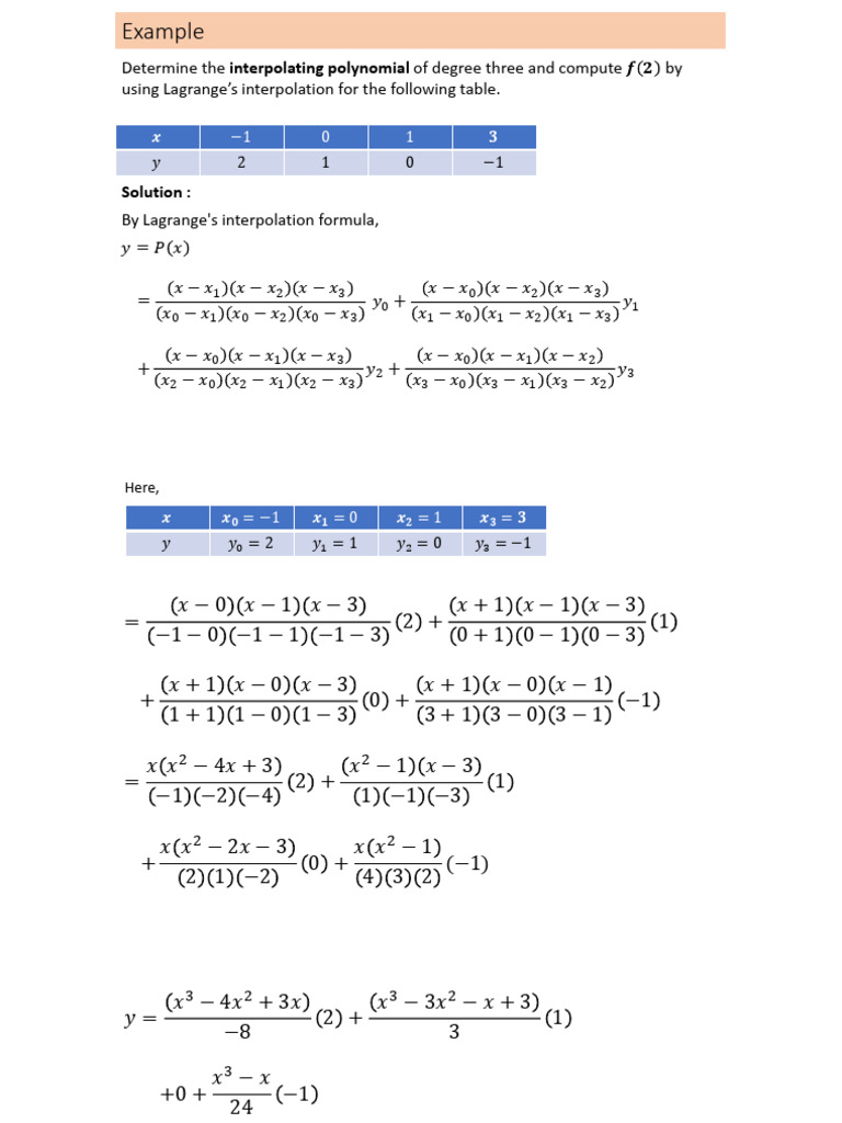 Lagranges Interpolation Example | PDF