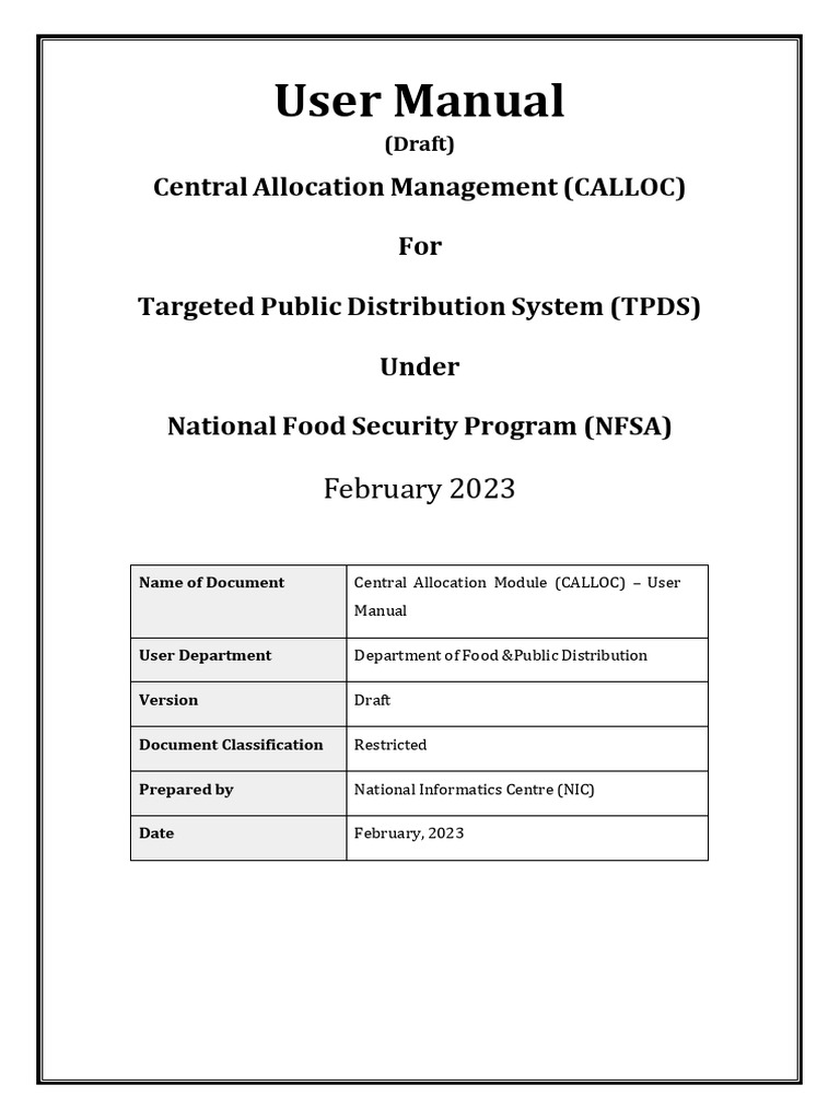 Central - Allocation - User Manual - Mar2023 | PDF