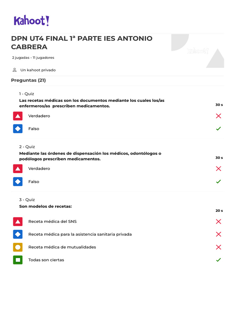 Preguntas Primer Kahoot | PDF