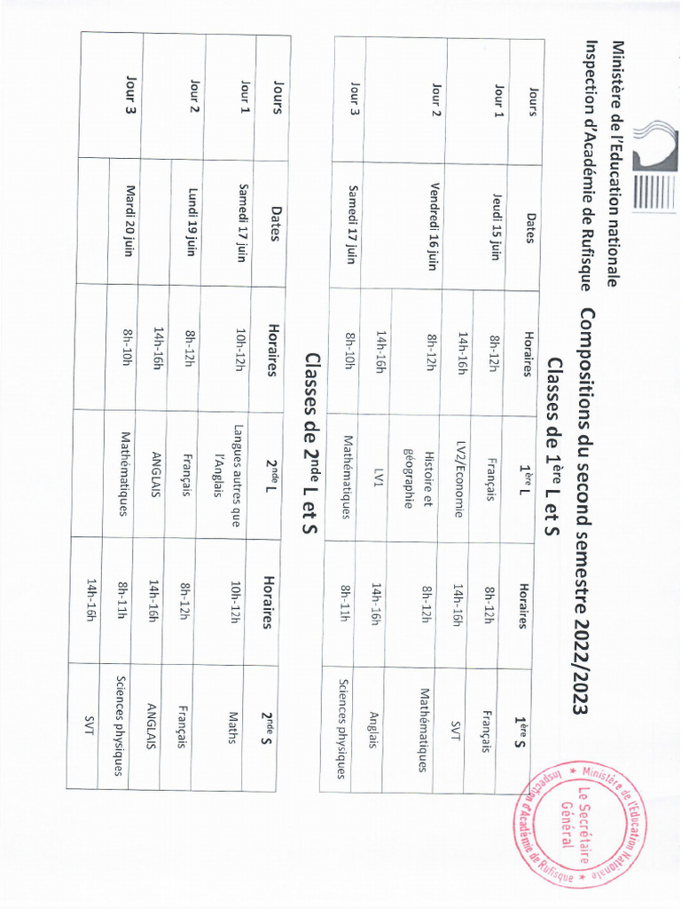 1ère, Snde Compsos Du 2nd Semestre Des Classes de 1ère L Et S Et Des ...