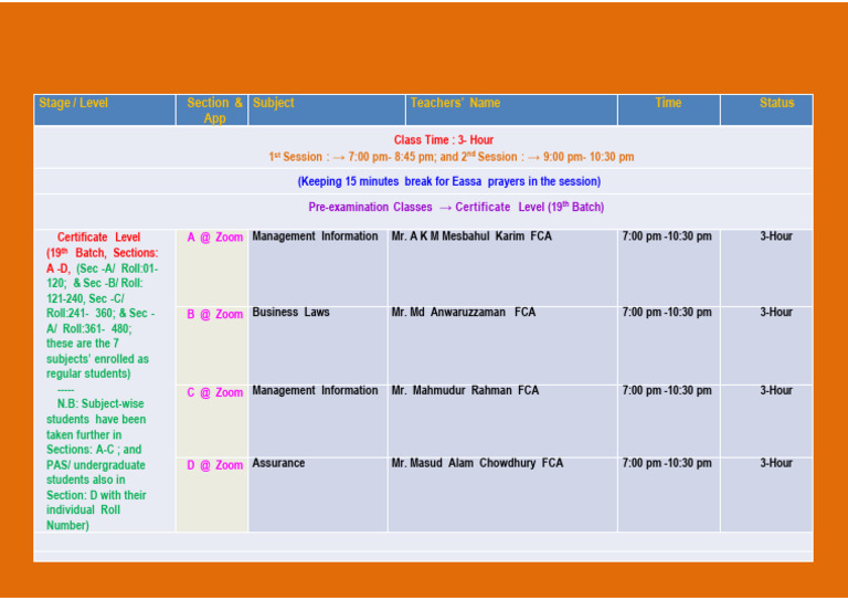 9348online Class Schedule On Sunday - 15-Sept-2024 - For CL - 19B (ES ...