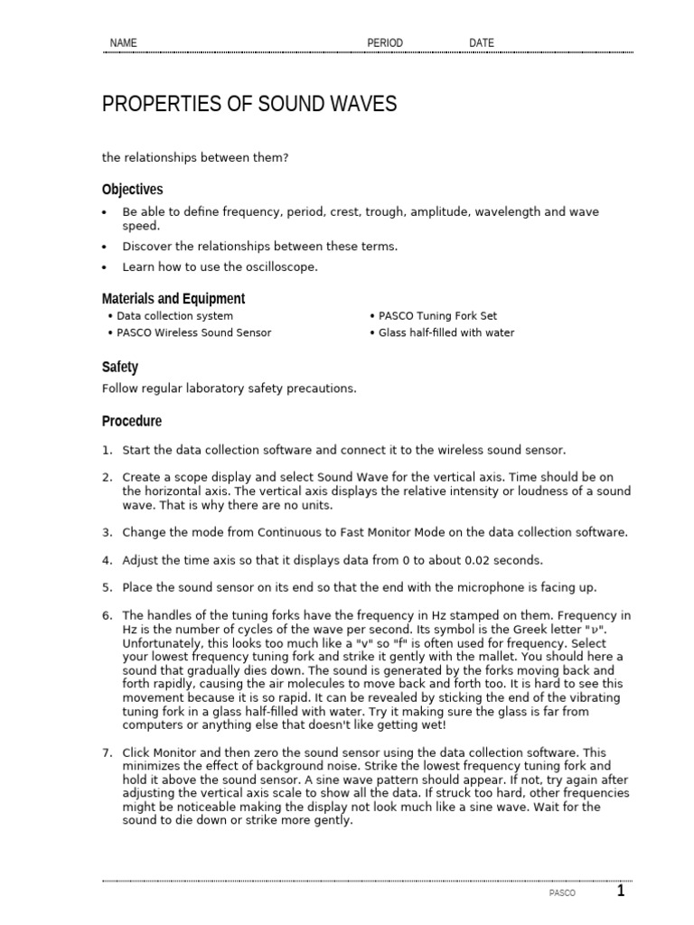 Properties of Sound Waves S | PDF