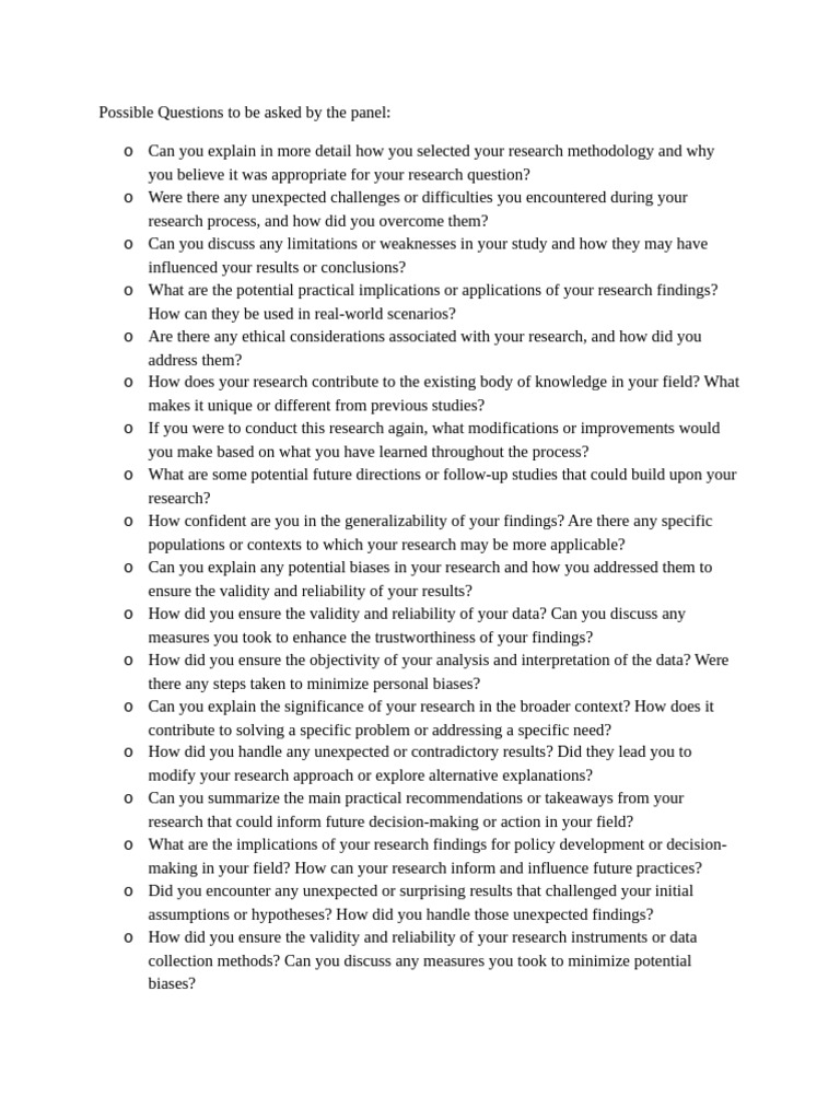 Possible Questions for the Paper Presentation | PDF