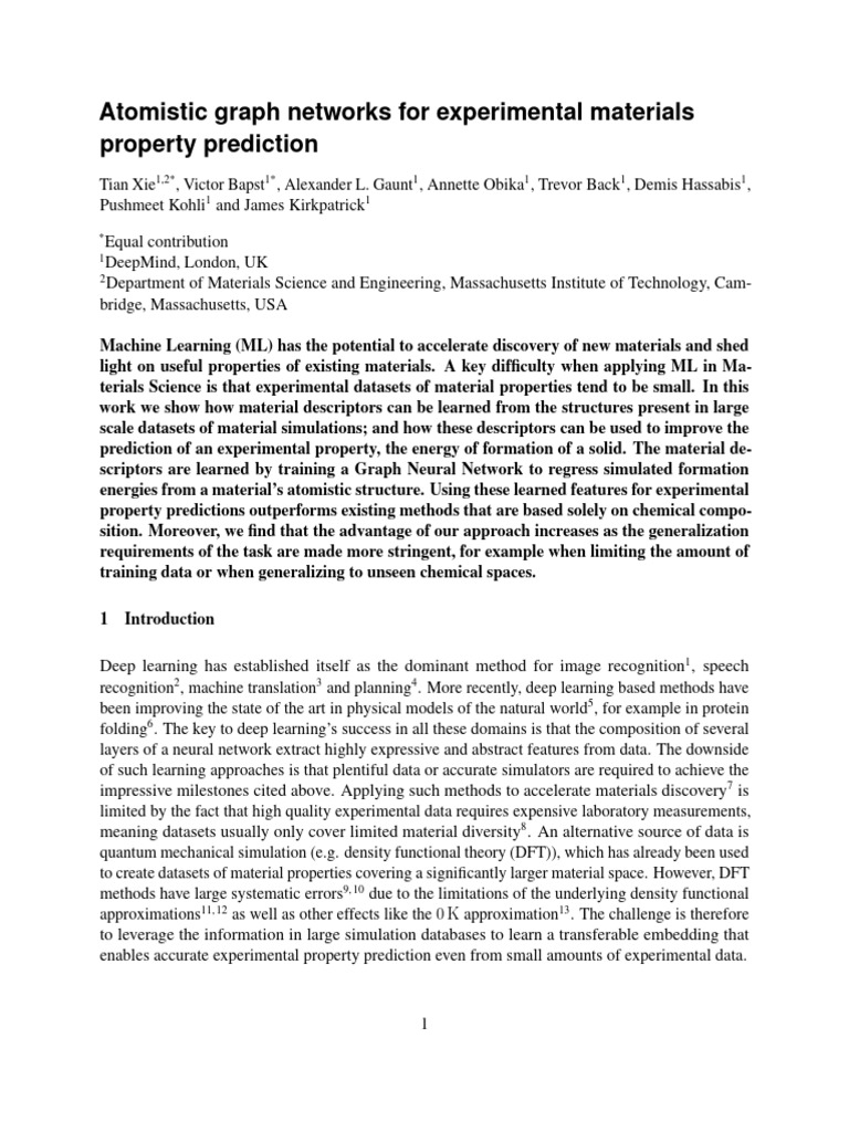 Atomistic Graph Networks For Experimental Materials Property Prediction