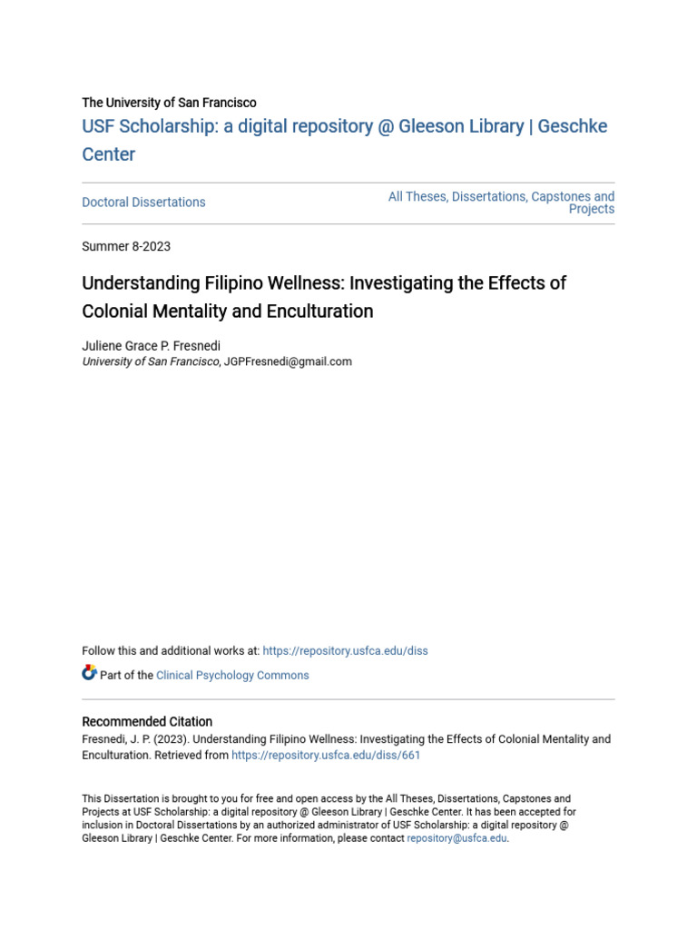 Understanding Filipino Wellness - Investigating The Effects of Col | PDF