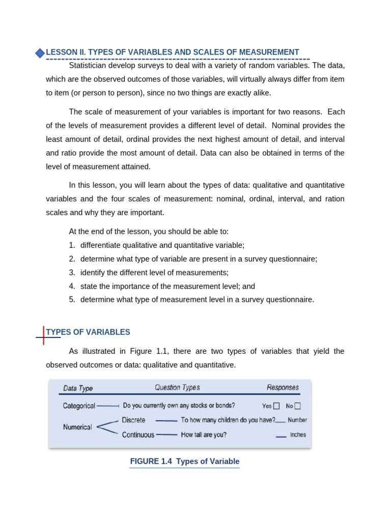 LESSON-II Statistics | PDF | Level Of Measurement | Measurement
