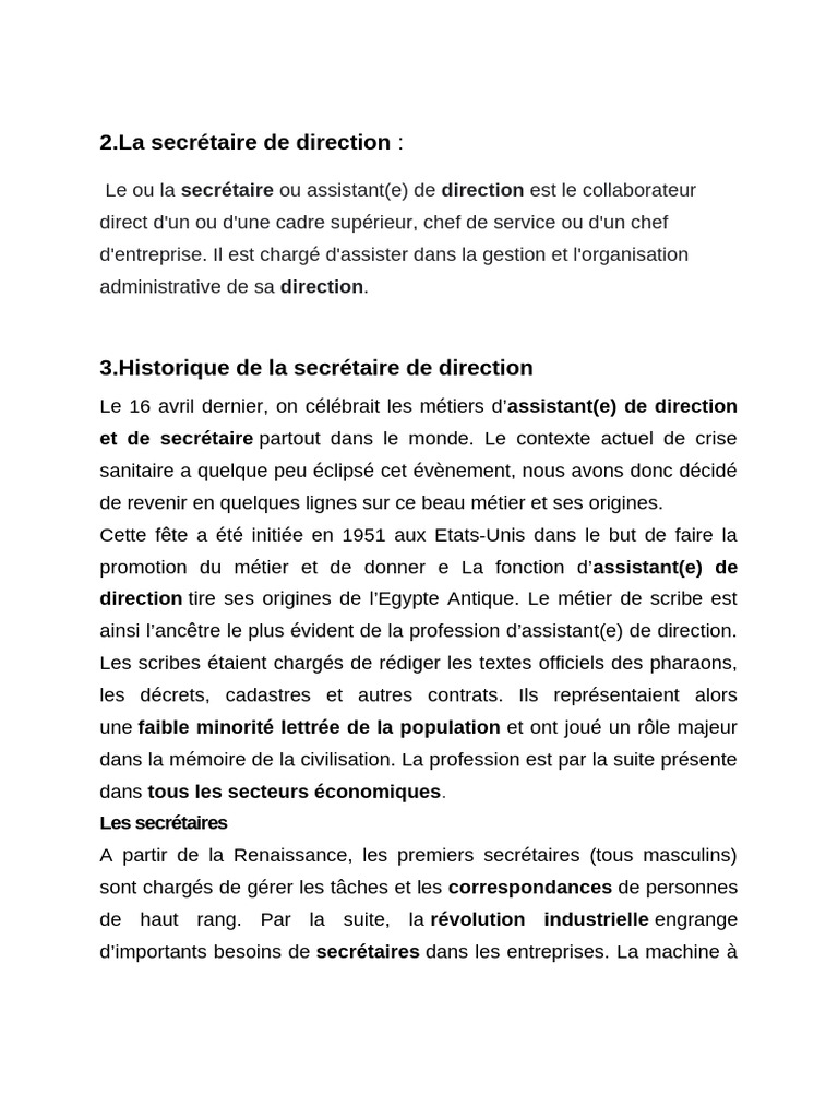 La Secrétaire de Direction | PDF
