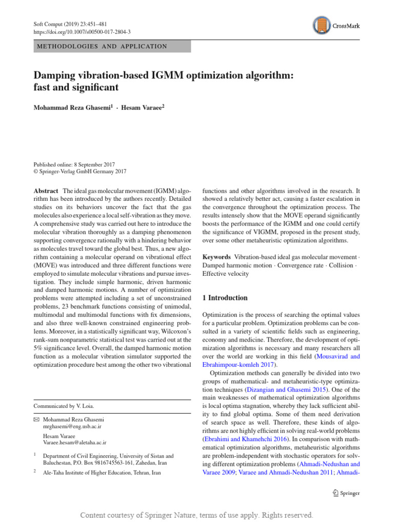 Damping Vibration-Based IGMM Optimization Algorith | PDF